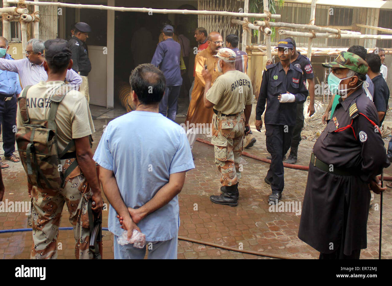 Rescuers are extinguishing fire that erupted at record room of surgical ...