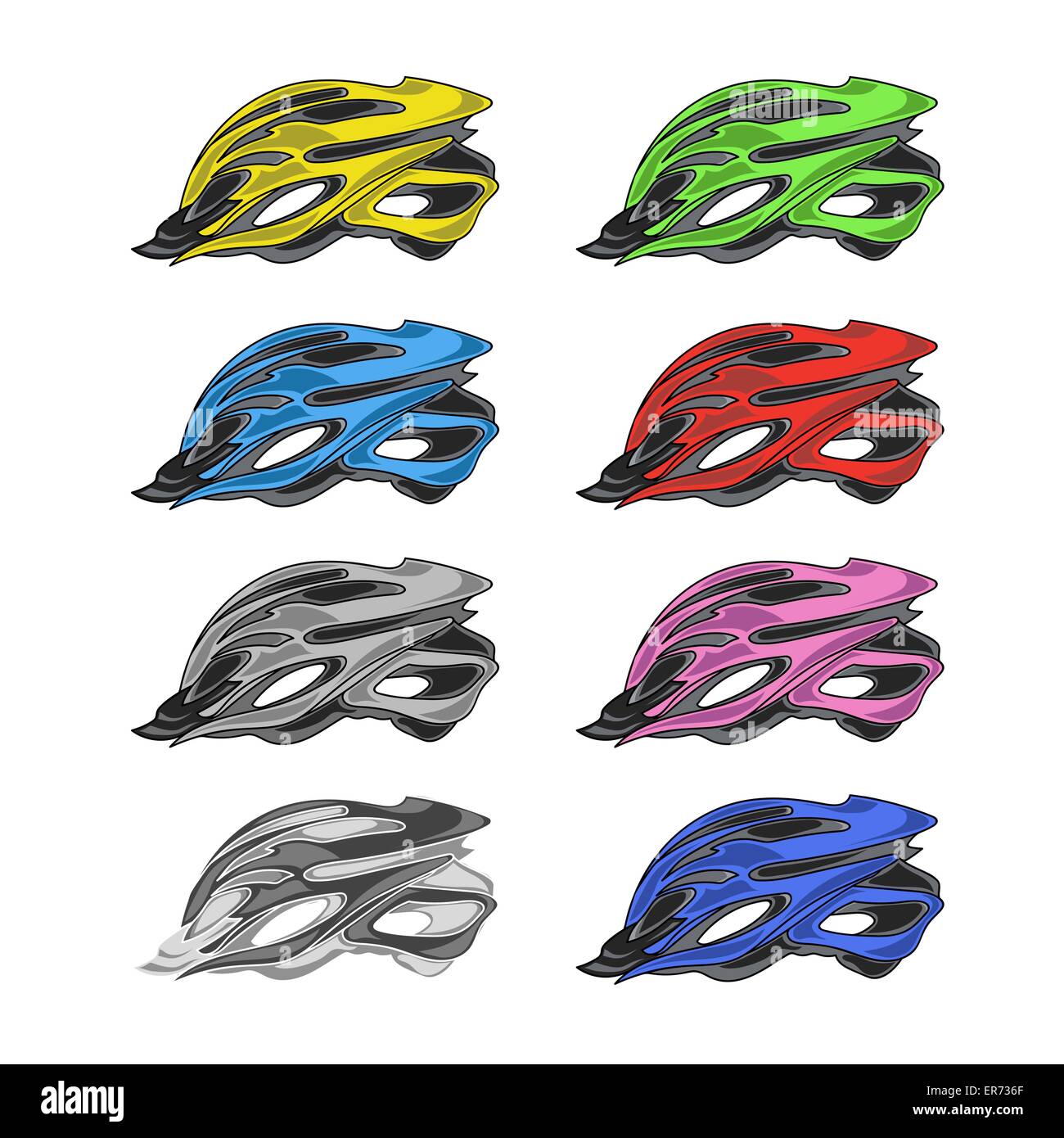 Set of Colorful Bike Helmets Stock Vector Image & Art - Alamy