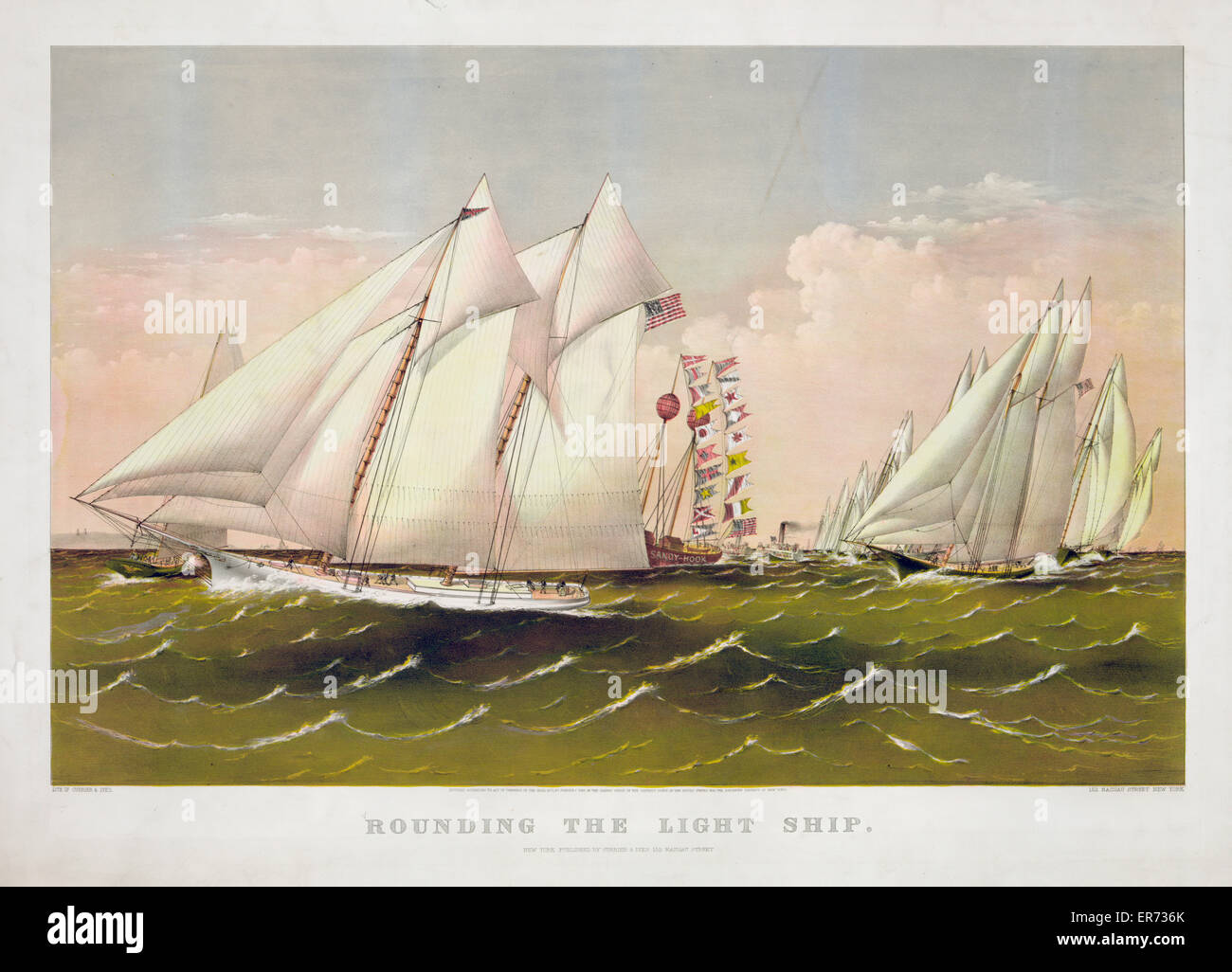 Rounding the light ship Stock Photo - Alamy