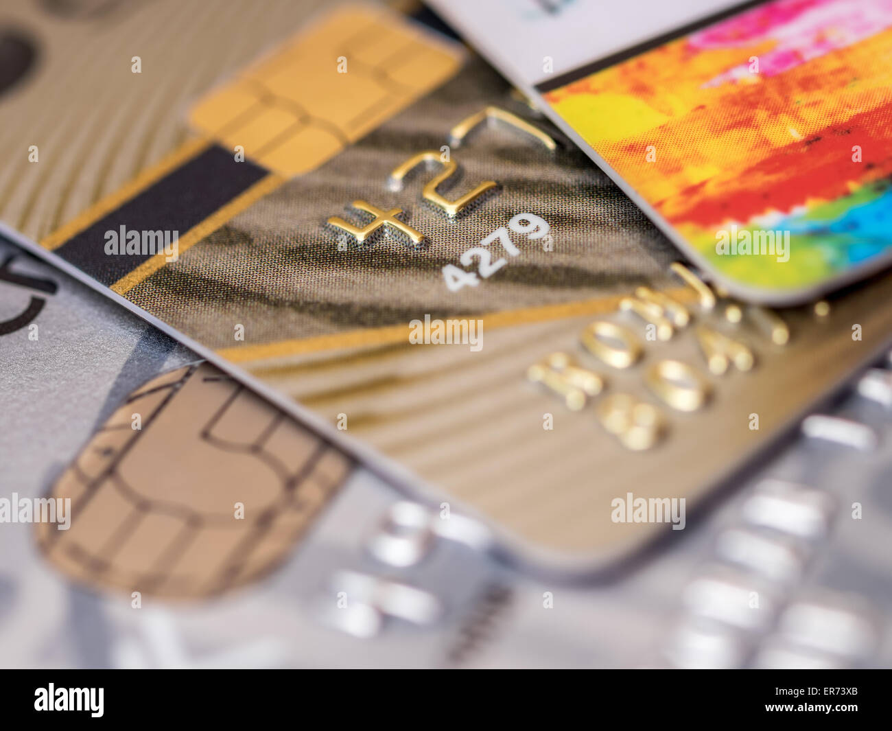 Several credit cards in very shallow focus Stock Photo - Alamy