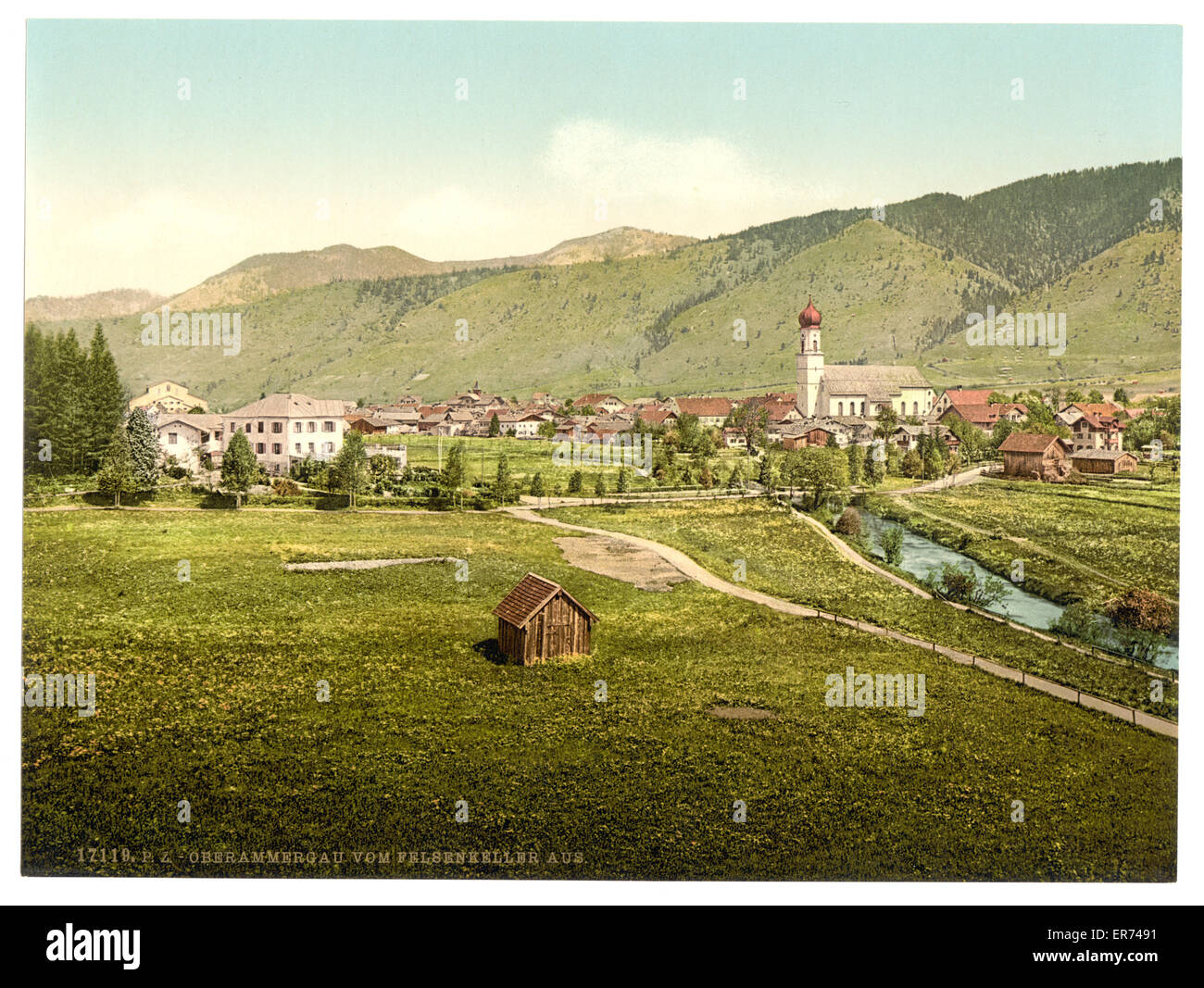 Oberammergau from from Felsenkeller, Upper Bavaria, Germany Stock Photo ...