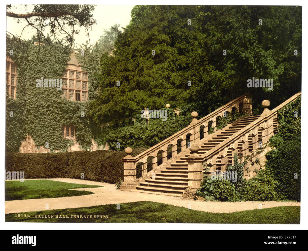 Haddon Hall, the terrace steps, Derbyshire, England Stock Photo - Alamy