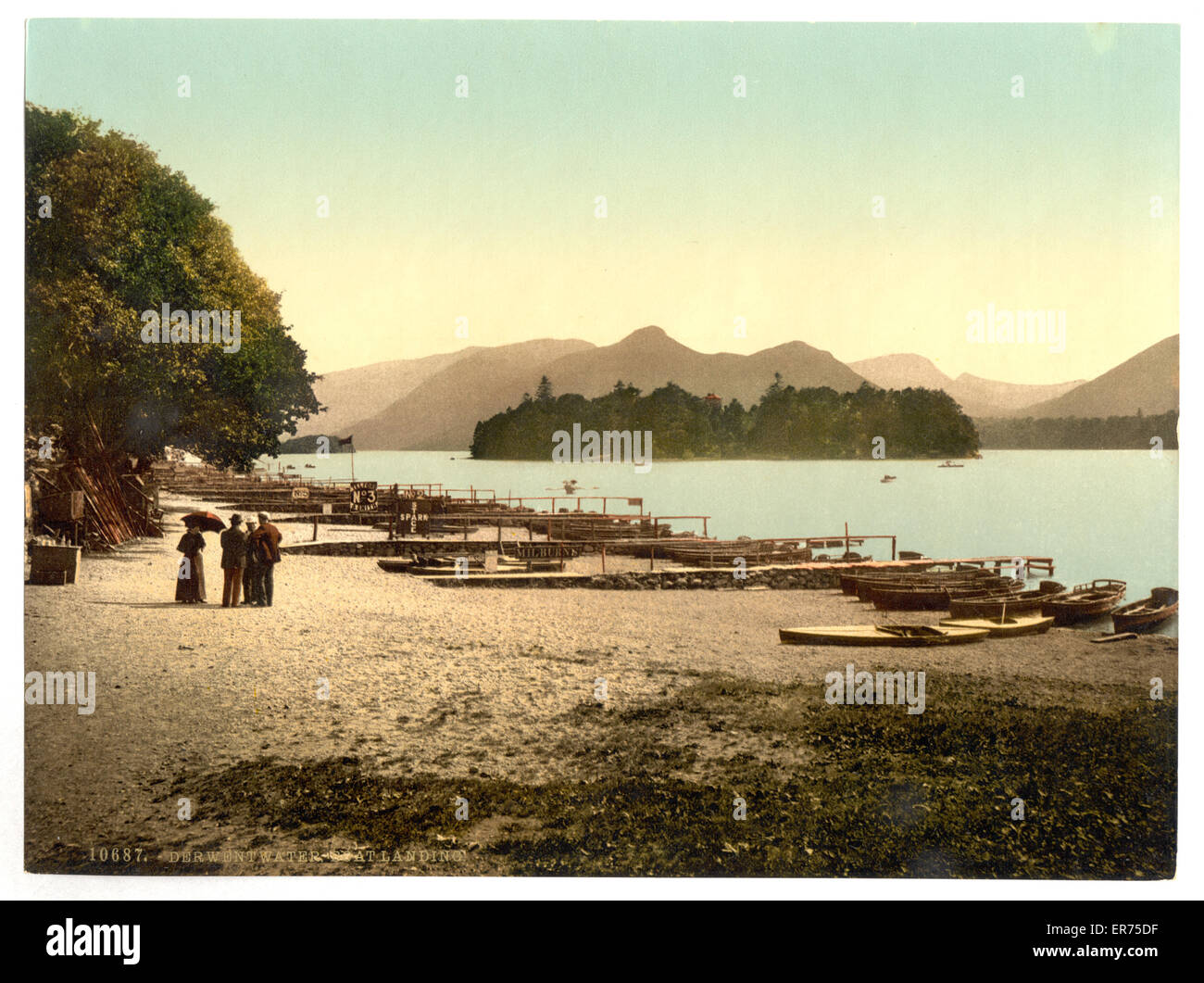 On Derwentwater, boat landing, Lake District, England Stock Photo - Alamy
