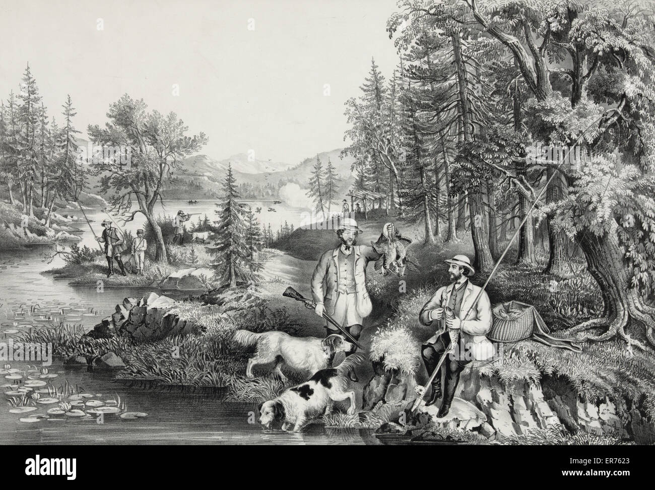 Hunting fishing and forest scenes: good luck all around Stock Photo - Alamy