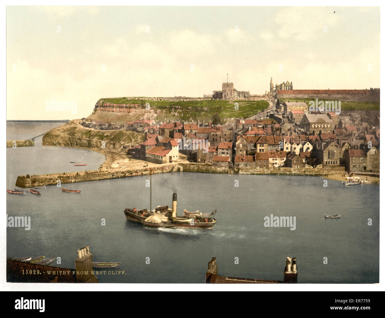Whitby, from West Cliff, Yorkshire, England. Date between ca. 1890 and ...