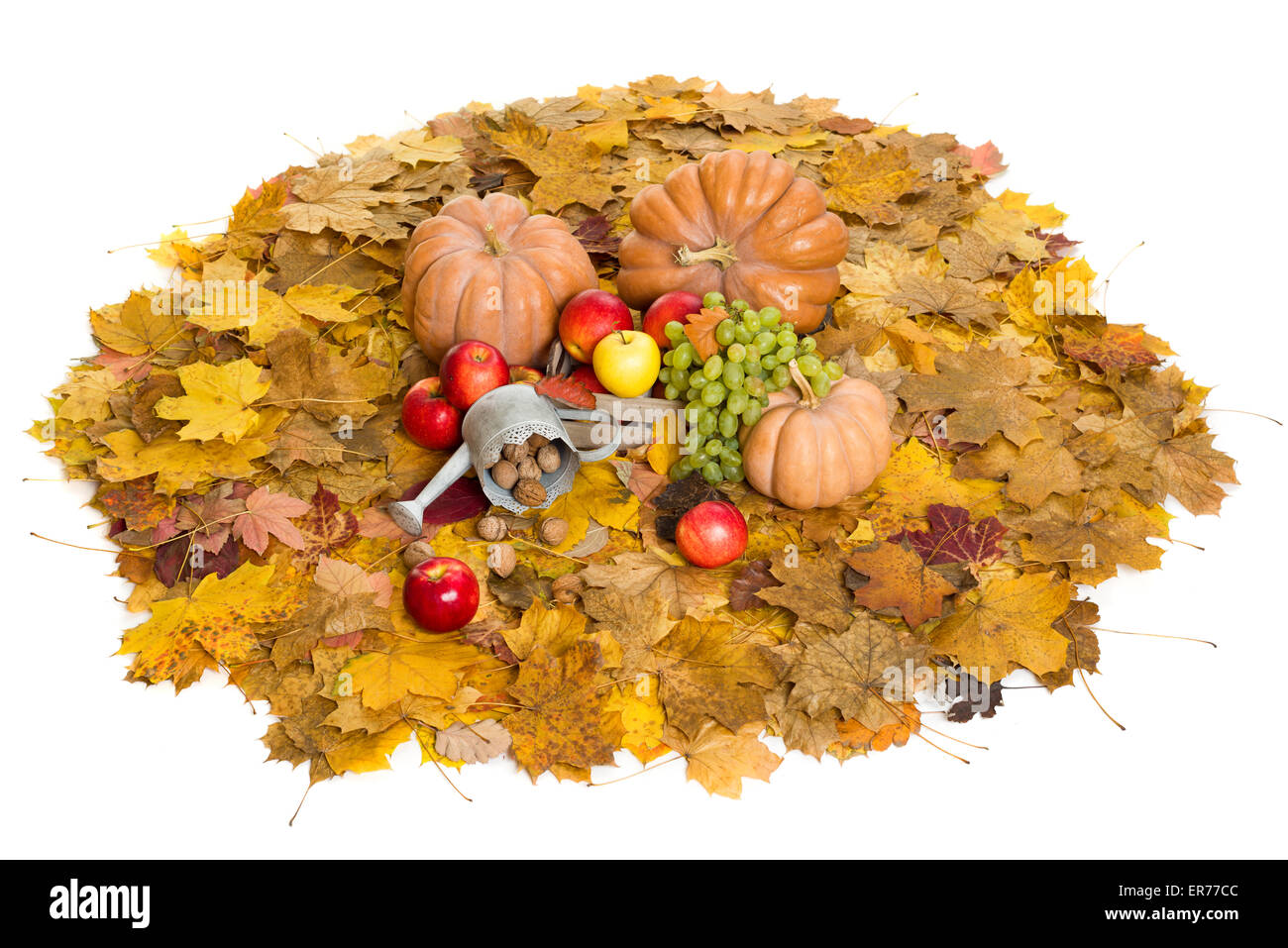 fruits and vegetables on autumn leaves background Stock Photo - Alamy
