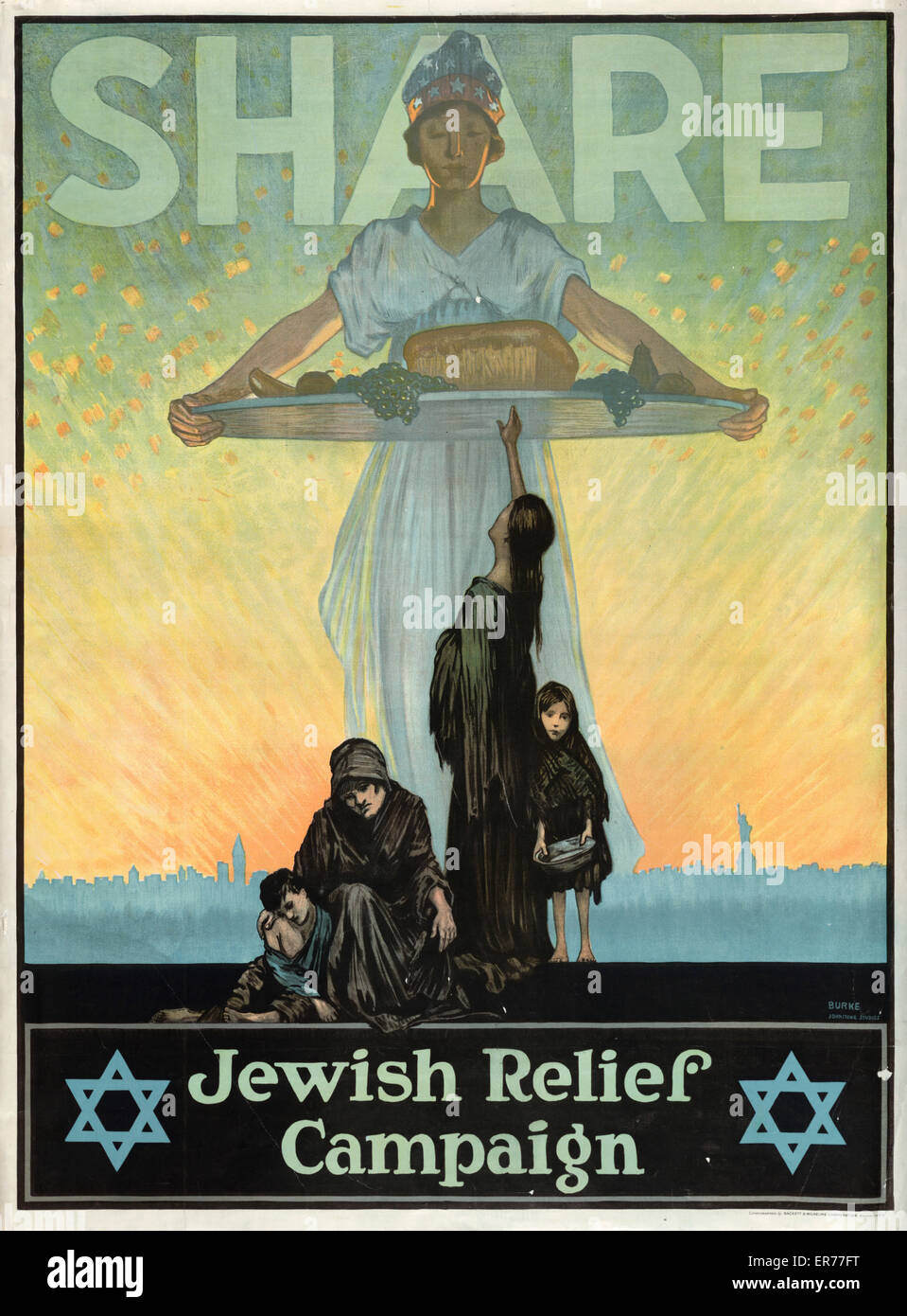 Share - Jewish Relief Campaign. Poster showing a monumental female ...