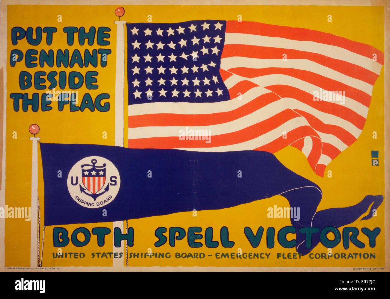 Put the pennant beside the flag - Both spell victory United Stock Photo ...