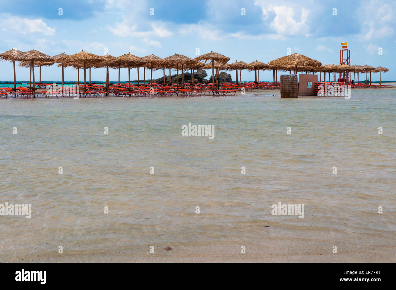 Elafonissi lagoon, during the first sea storm of Autumn, Crete, Greece ...