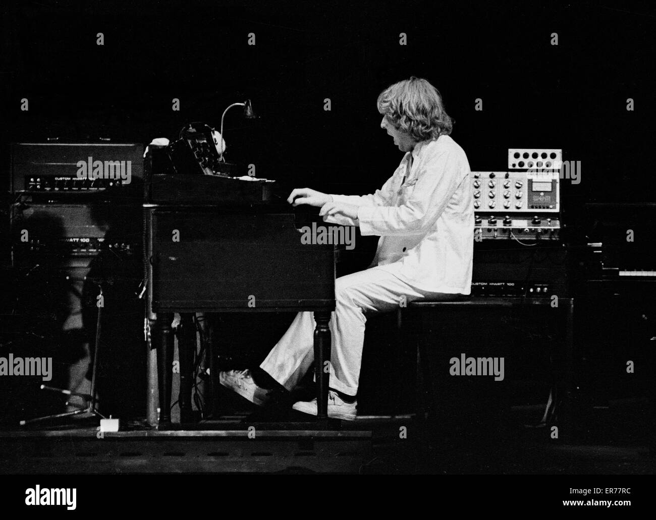 Jethro Tull in concert, 1975 - John Evan playing keyboards Stock Photo - Alamy