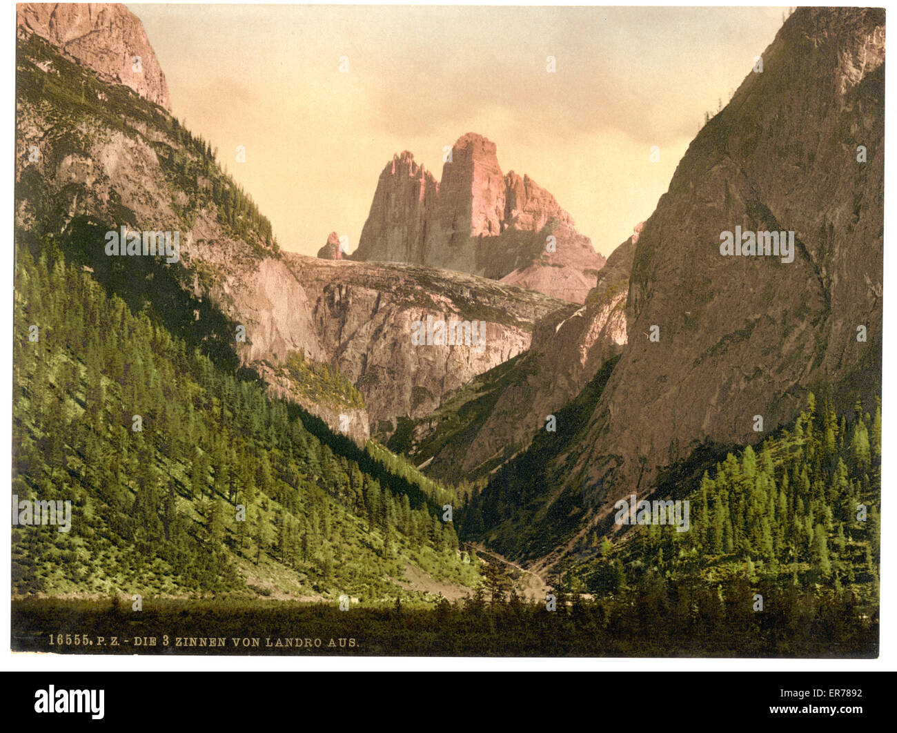 Landro, the Three Spires (i.e., Drei Zinnen), Tyrol, Austro Stock Photo ...