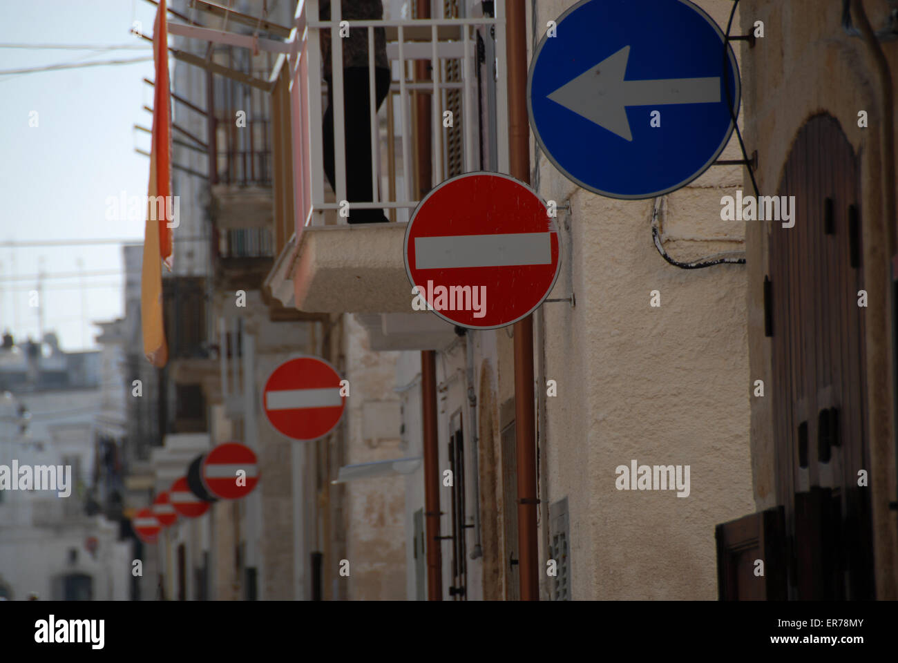 One way street traffic signs,Otranto, Puglia, Italy Stock Photo - Alamy