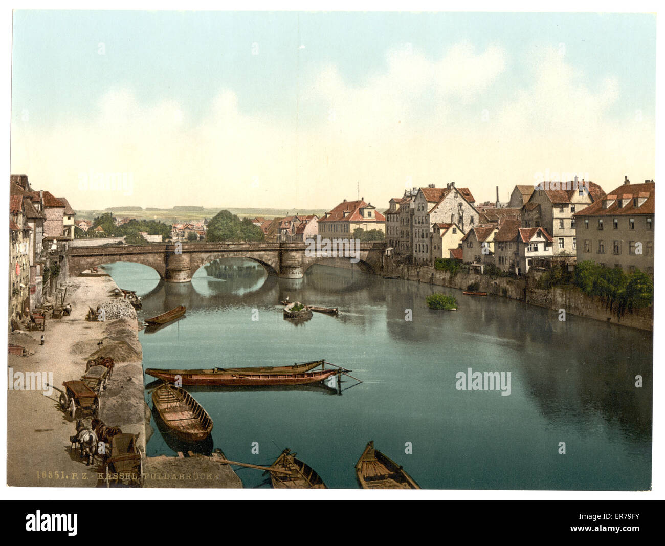 Fulda Bridge, Cassel (i.e., Kassel), Hesse-Nassau, Germany Stock Photo ...