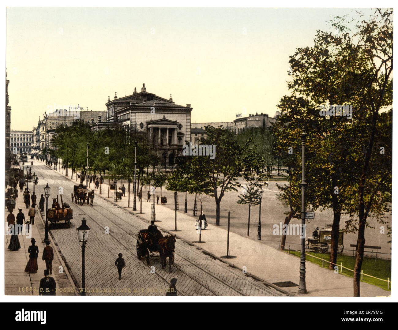 Wilhelmsplatz and theatre, Posen, Germany (i.e., Poznan Pola Stock ...