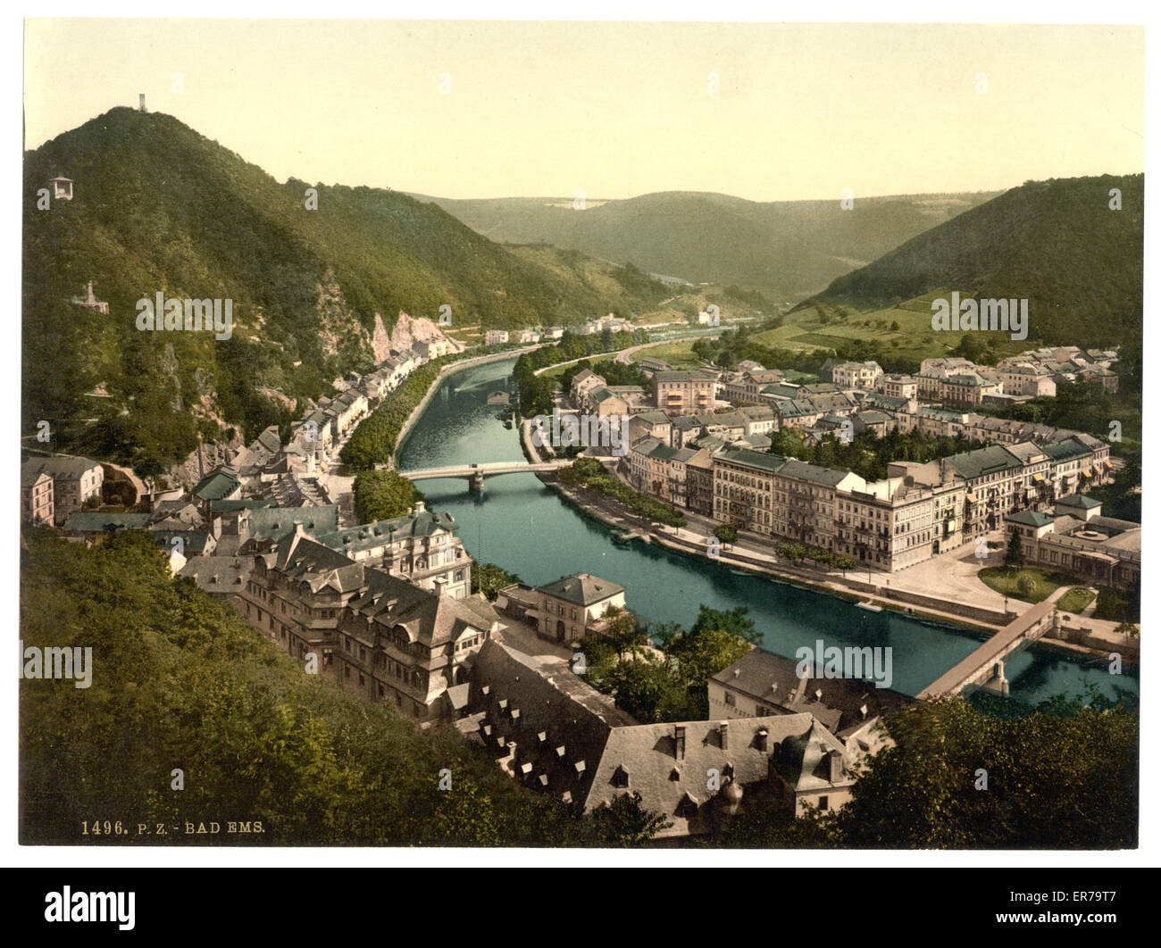 Ems (i.e., Bad Ems) from Kurberg, Ems, the Rhine, Germany Stock Photo ...