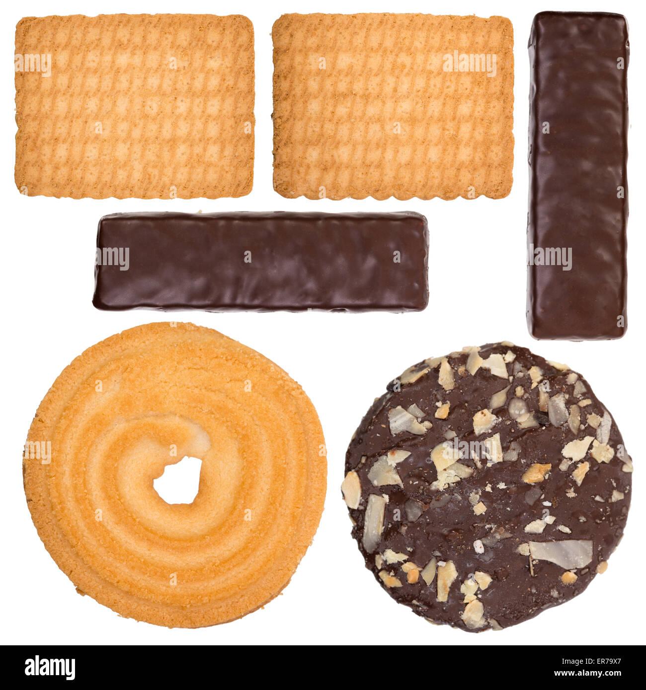 collection of cookies and chocolate candy isolated Stock Photo - Alamy