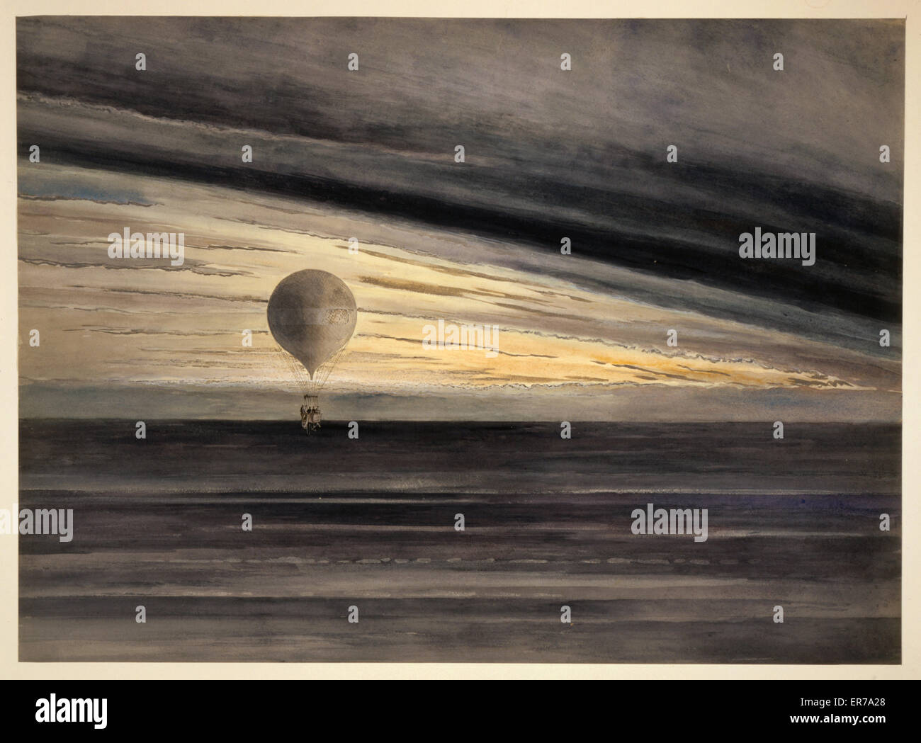 The balloon Zenith at sunrise or sunset, with five passenger Stock ...