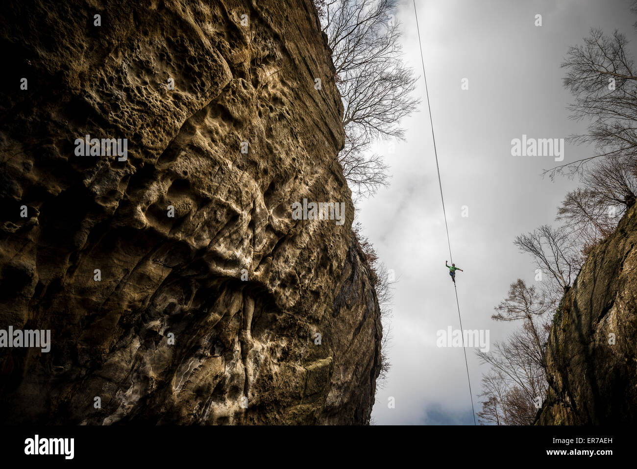 Highlining in southern Bavaria Stock Photo - Alamy
