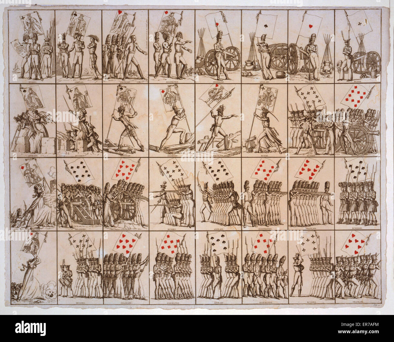 Sheet of playing cards, Jeu de drapeaux (i.e., game of flags Stock ...