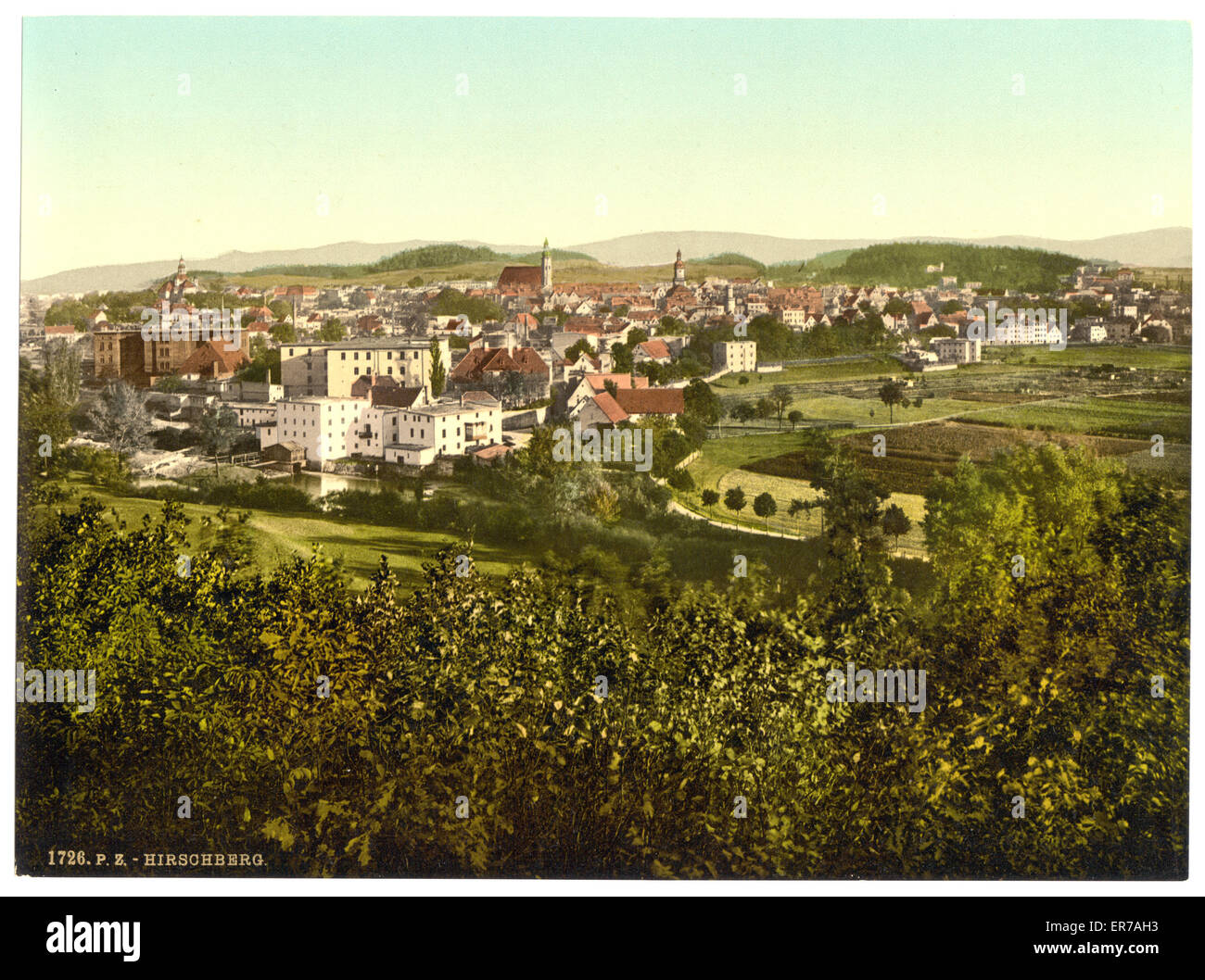 Hirschberg, seen from the Hausberg, Riesengebirge, Germany Stock Photo ...