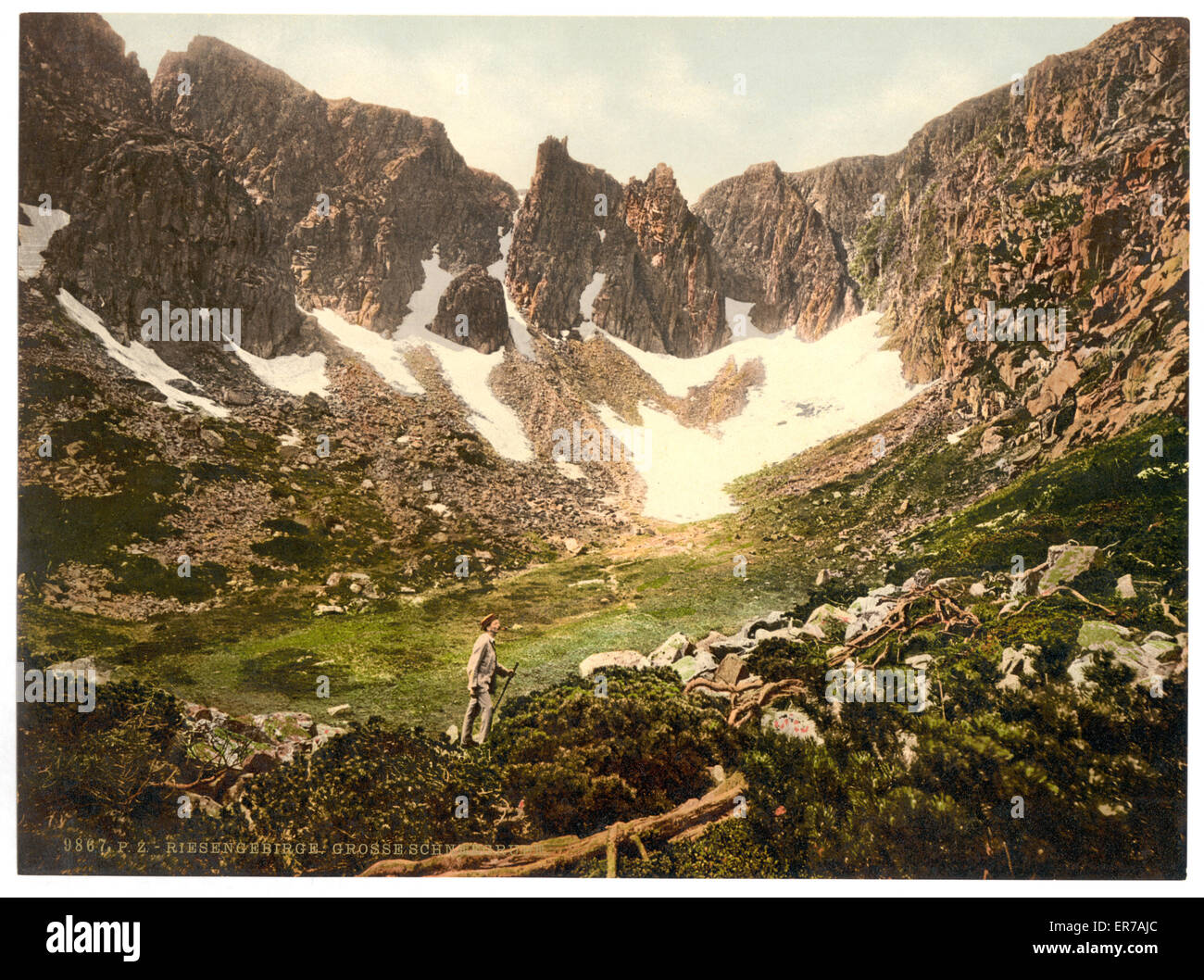 Great snow pit from below, Riesengebirge, Germany Stock Photo - Alamy