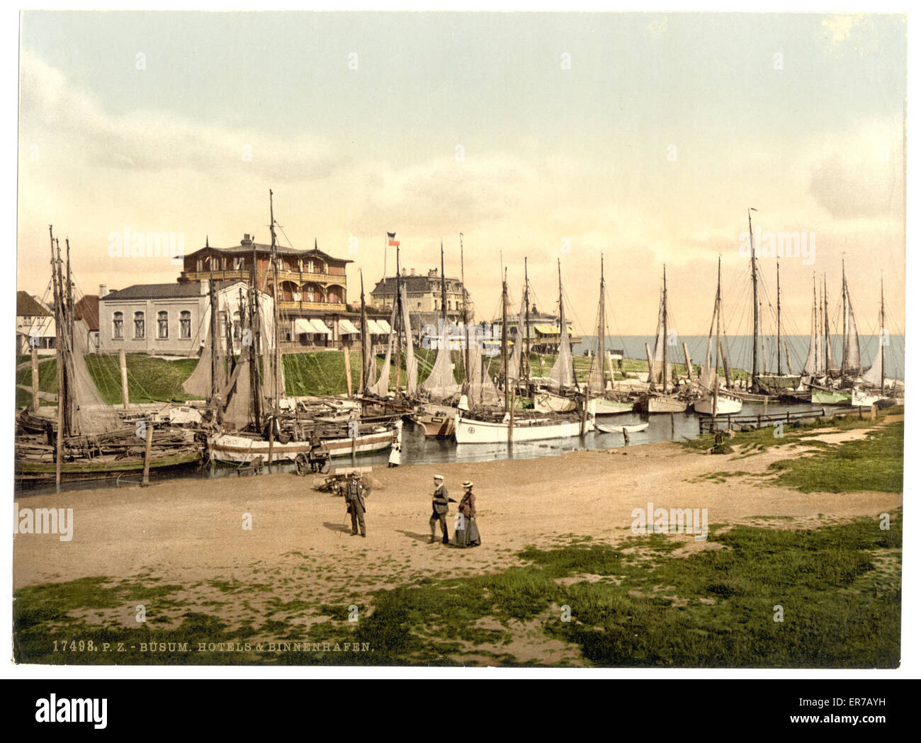 Hotels and inland harbor, Busum, Schleswig-Holstein, Germany Stock ...