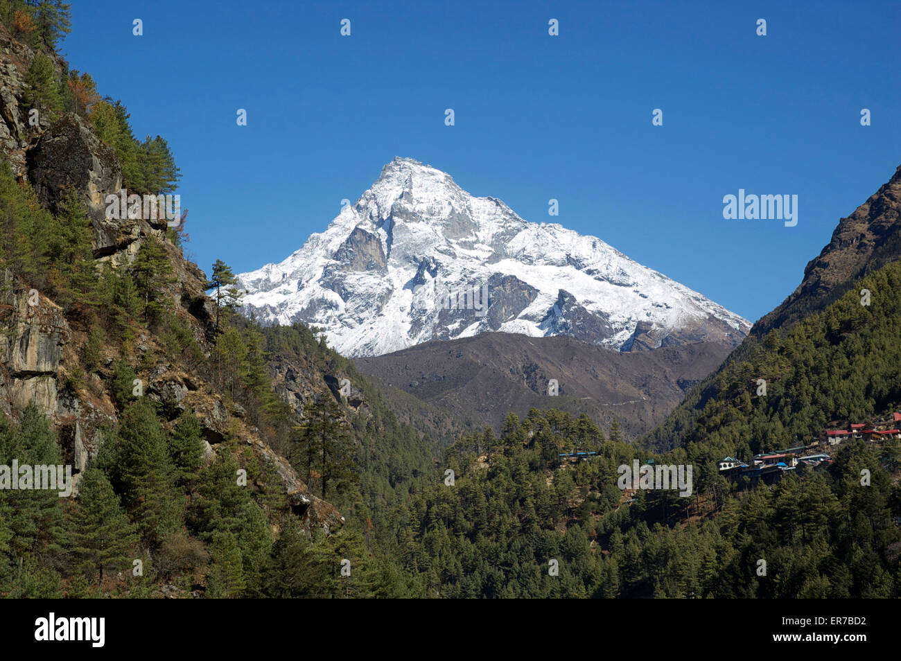 A peak in the Kyashar Himal range near Lukla in the Nepali Himalayas ...