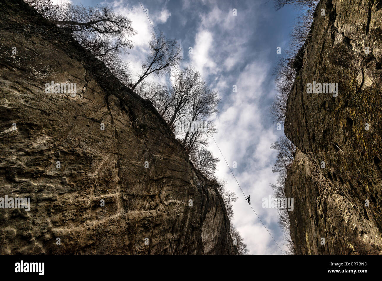 Highlining in southern Bavaria Stock Photo - Alamy