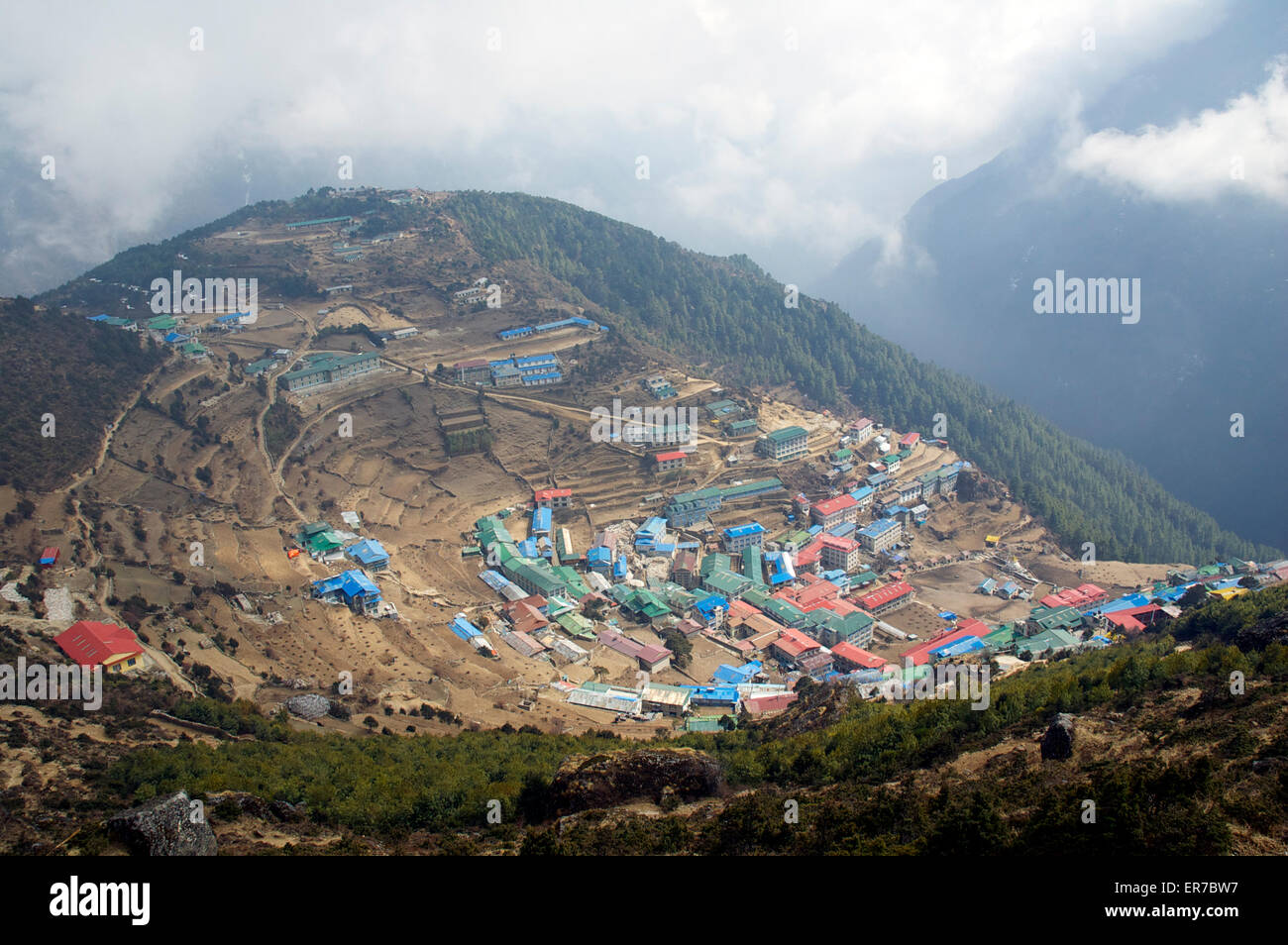 Namche Bazaar, the Sherpa capital, Nepal Stock Photo - Alamy