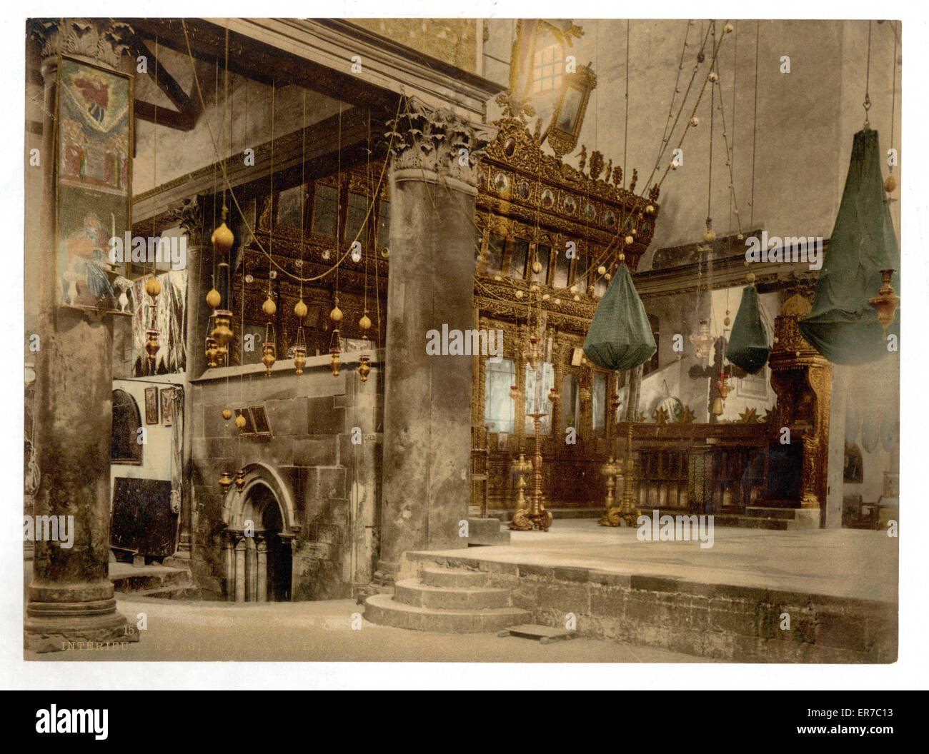 Church of the nativity (interior), Bethlehem, Holy Land, (i Stock Photo ...