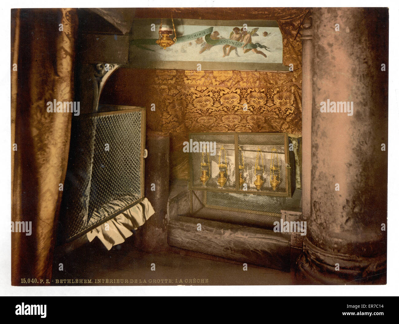 The cave and the cradle, Bethlehem, Holy Land, (i.e., West B Stock ...