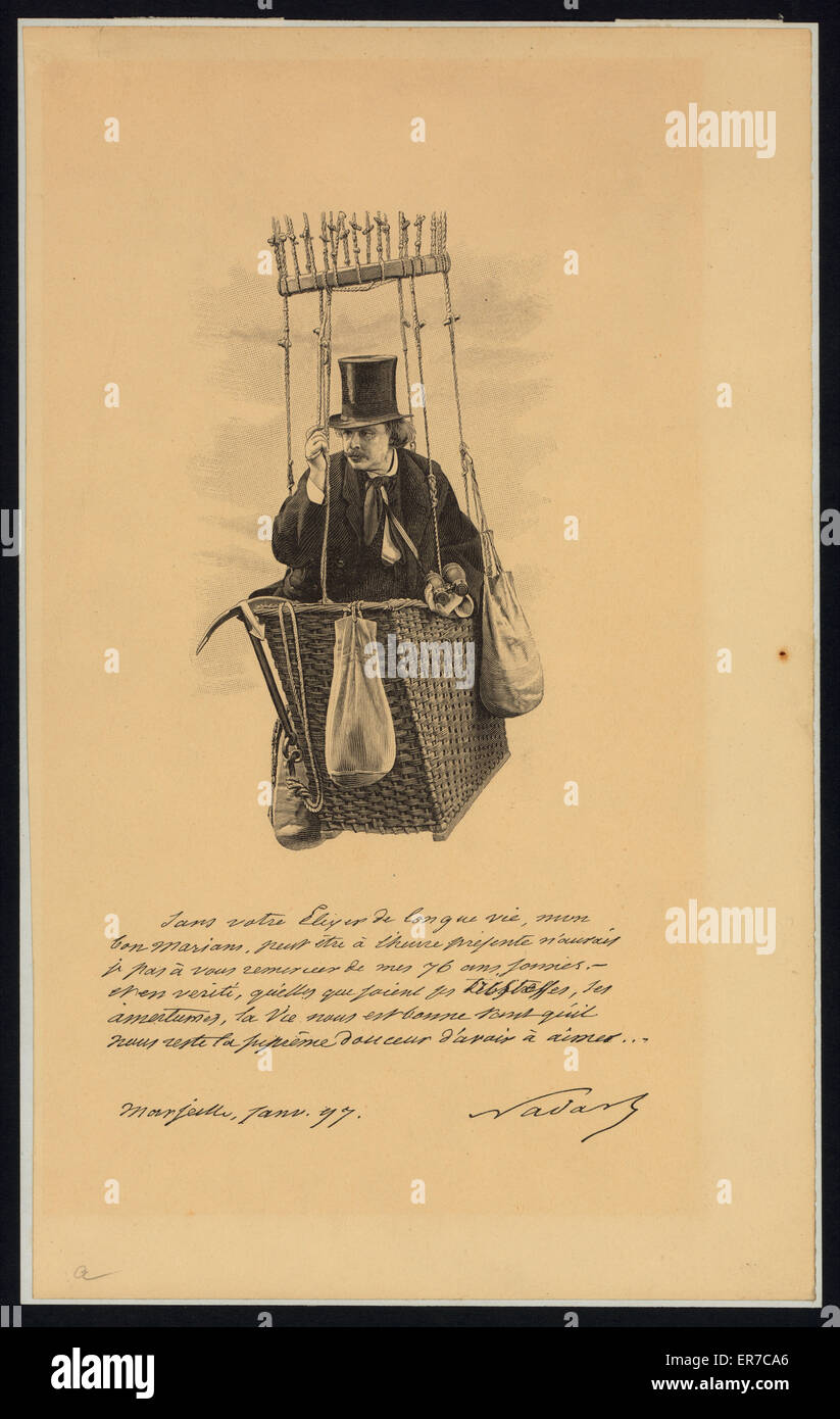 Felix Nadar, half-length portrait, standing in the basket of Stock ...