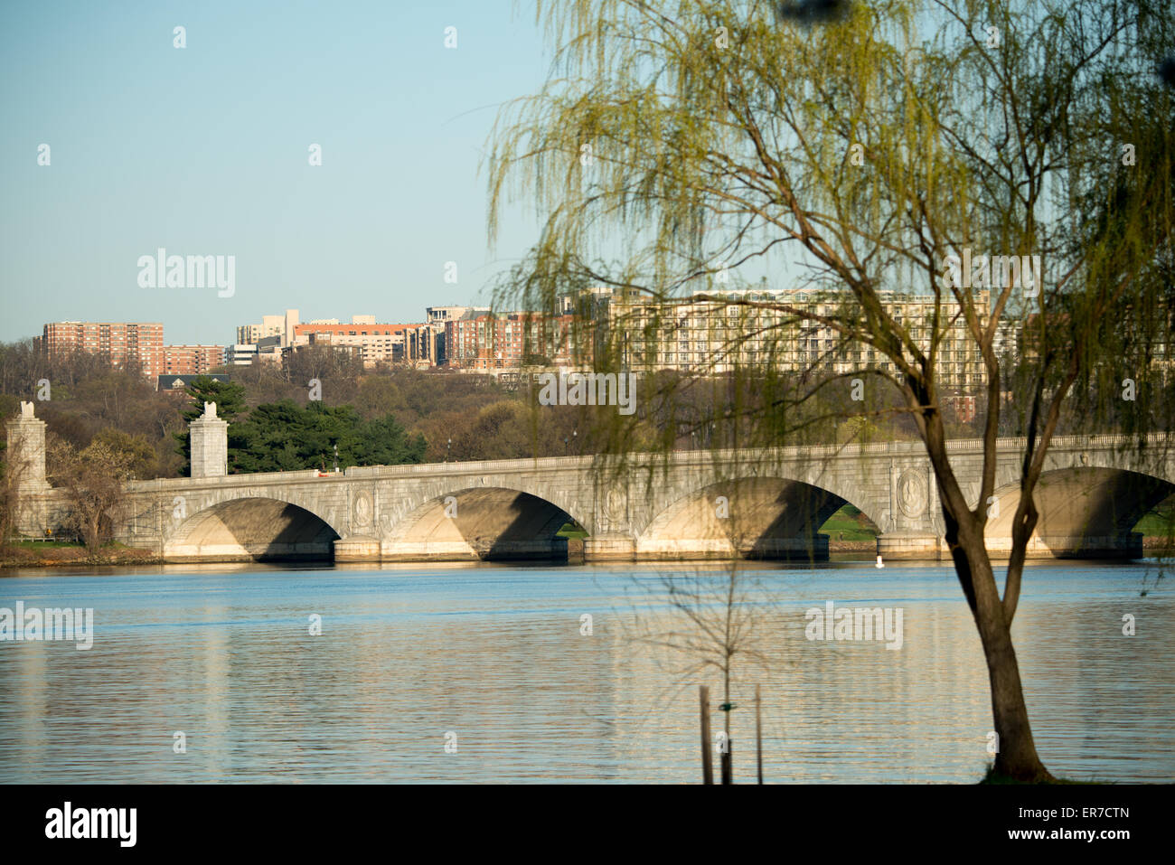 Historic Arlington Memorial Bridge spanning the Potomac River, looking ...