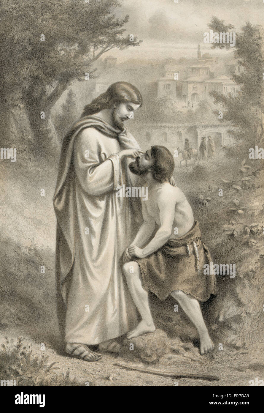 Christ restoring sight to the blind man Stock Photo - Alamy