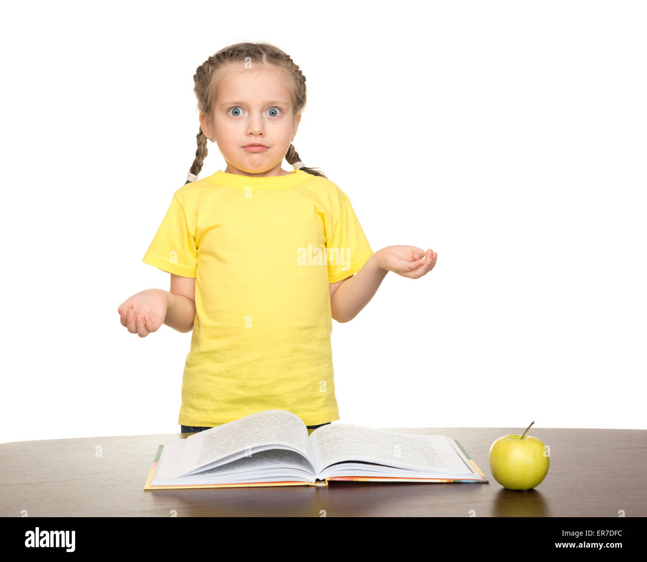 girl read book on white Stock Photo - Alamy