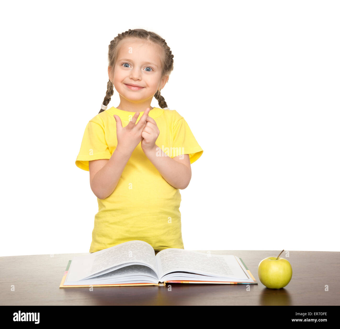 girl read book on white Stock Photo - Alamy
