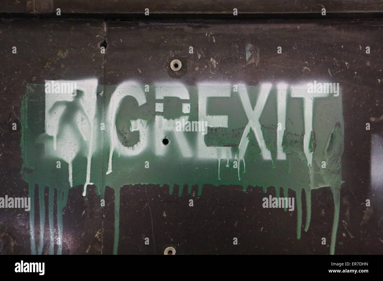 Athens, Greece. 28th May, 2015. Close-up of a graffiti that resembles ...