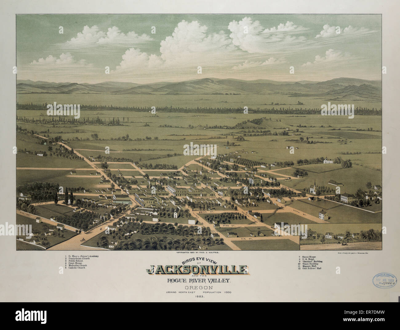 Bird's eye view of Jacksonville and the Rogue River Valley Stock Photo ...