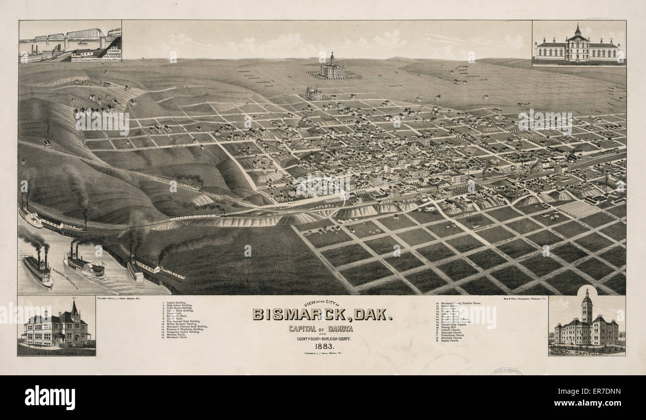 View of the city of Bismarck, Dak., capital of Dakota and co Stock ...