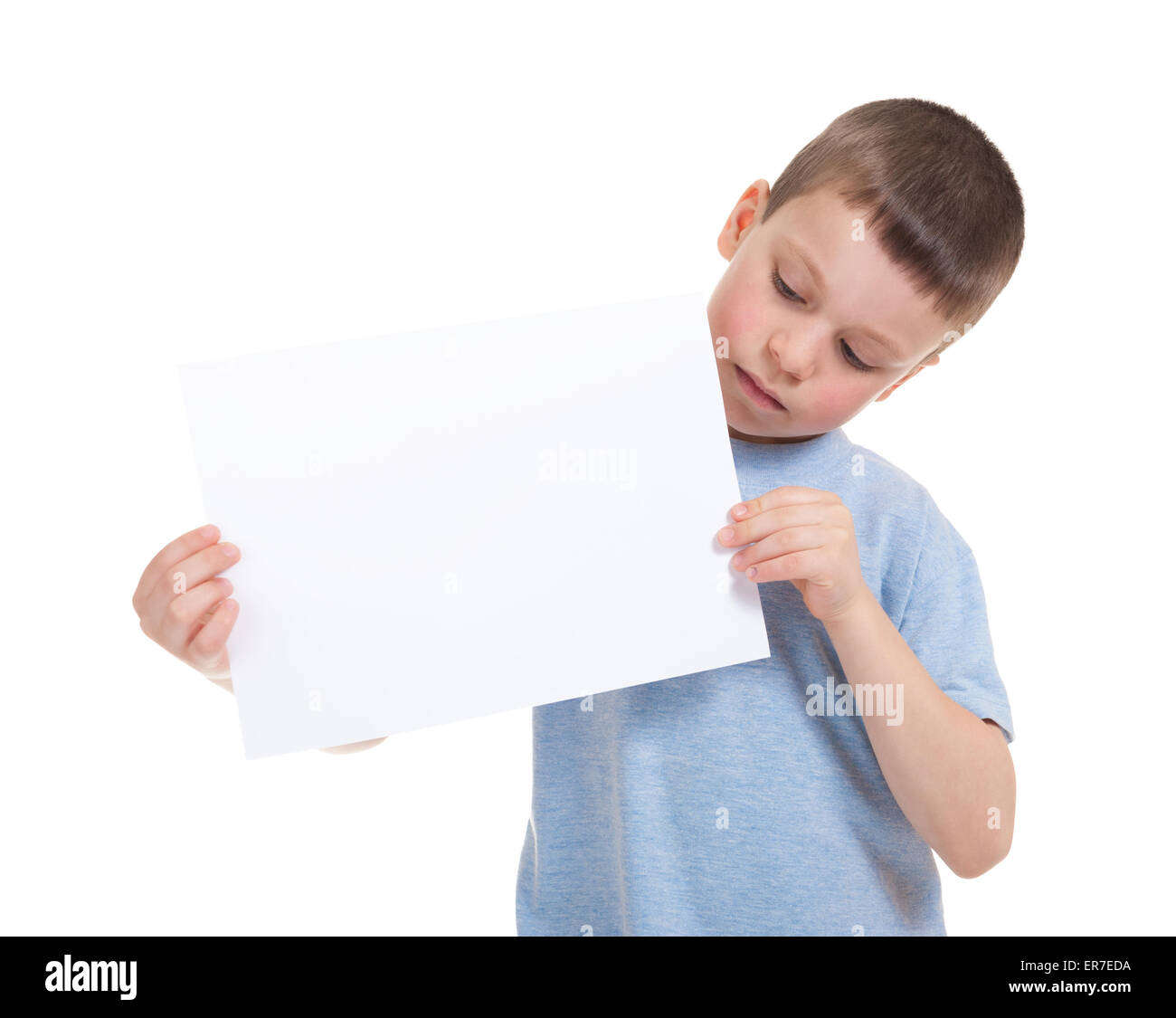 boy with blank sheet paper Stock Photo - Alamy