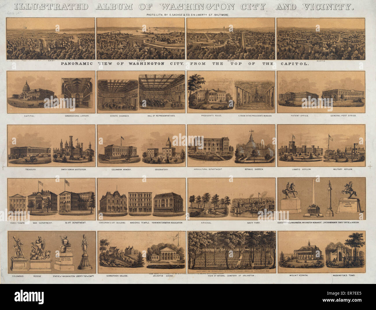 Illustrated album of Washington City and vicinity - panorami Stock ...