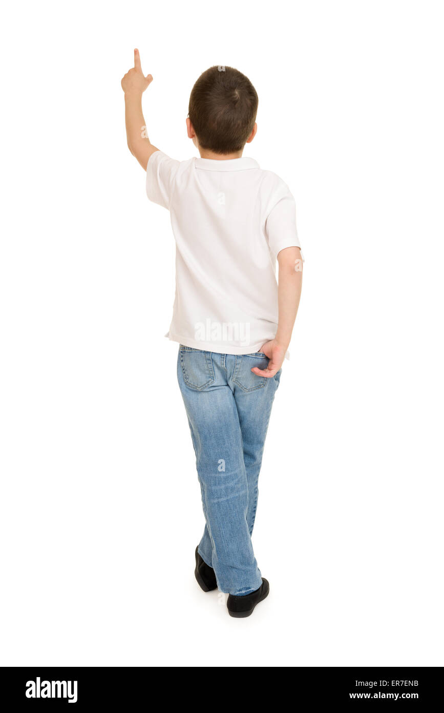 Boy child backside point finger hi-res stock photography and images - Alamy