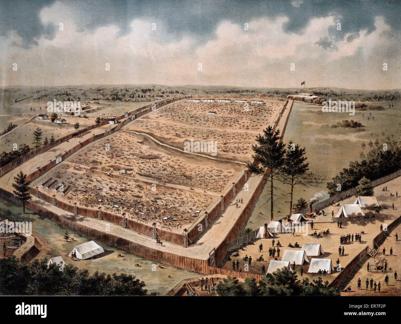 Andersonville prison bird's eye view hi-res stock photography and images - Alamy