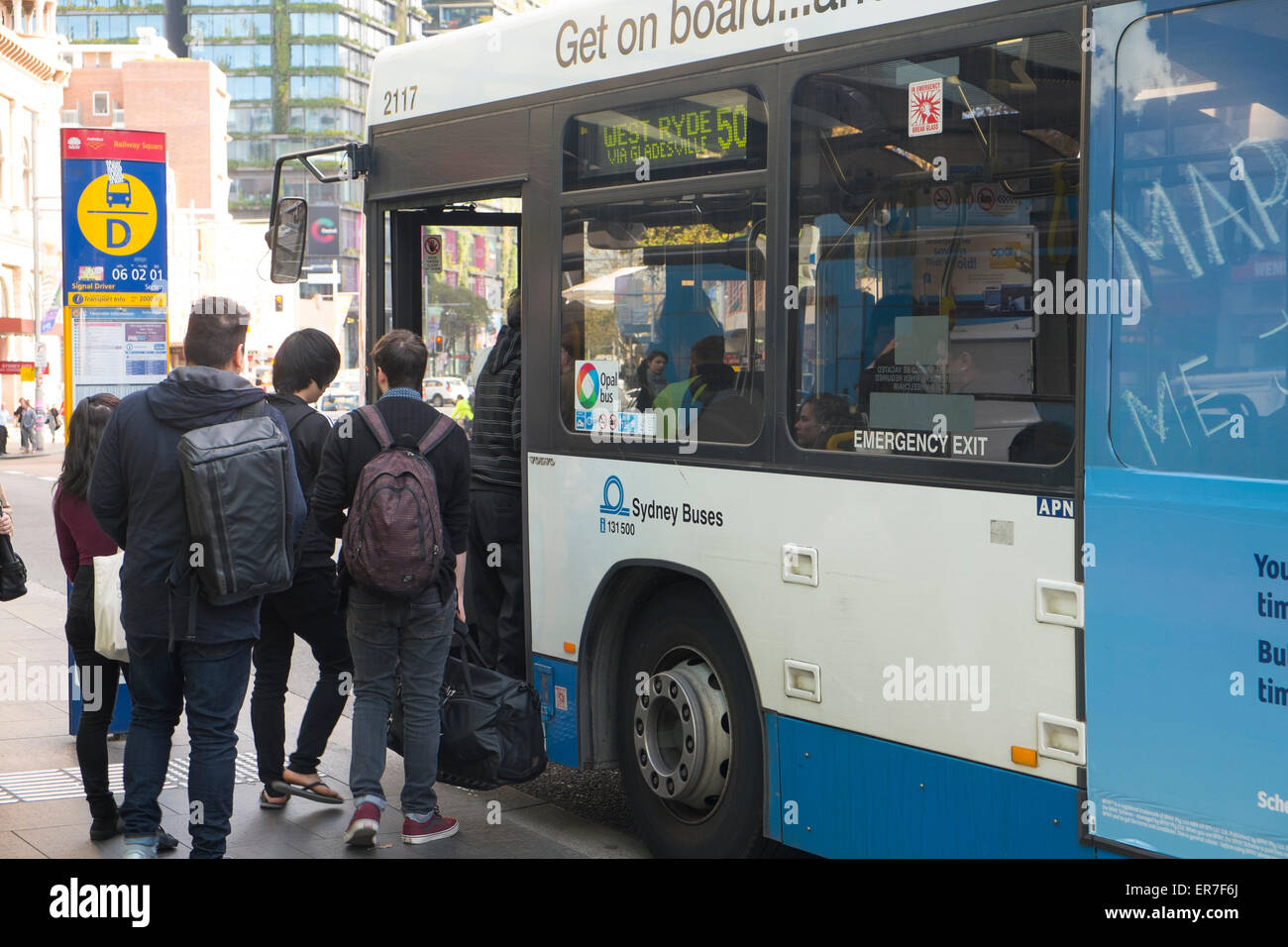 Sydney bus at a stop in Broadway near central railway station,sydney ...