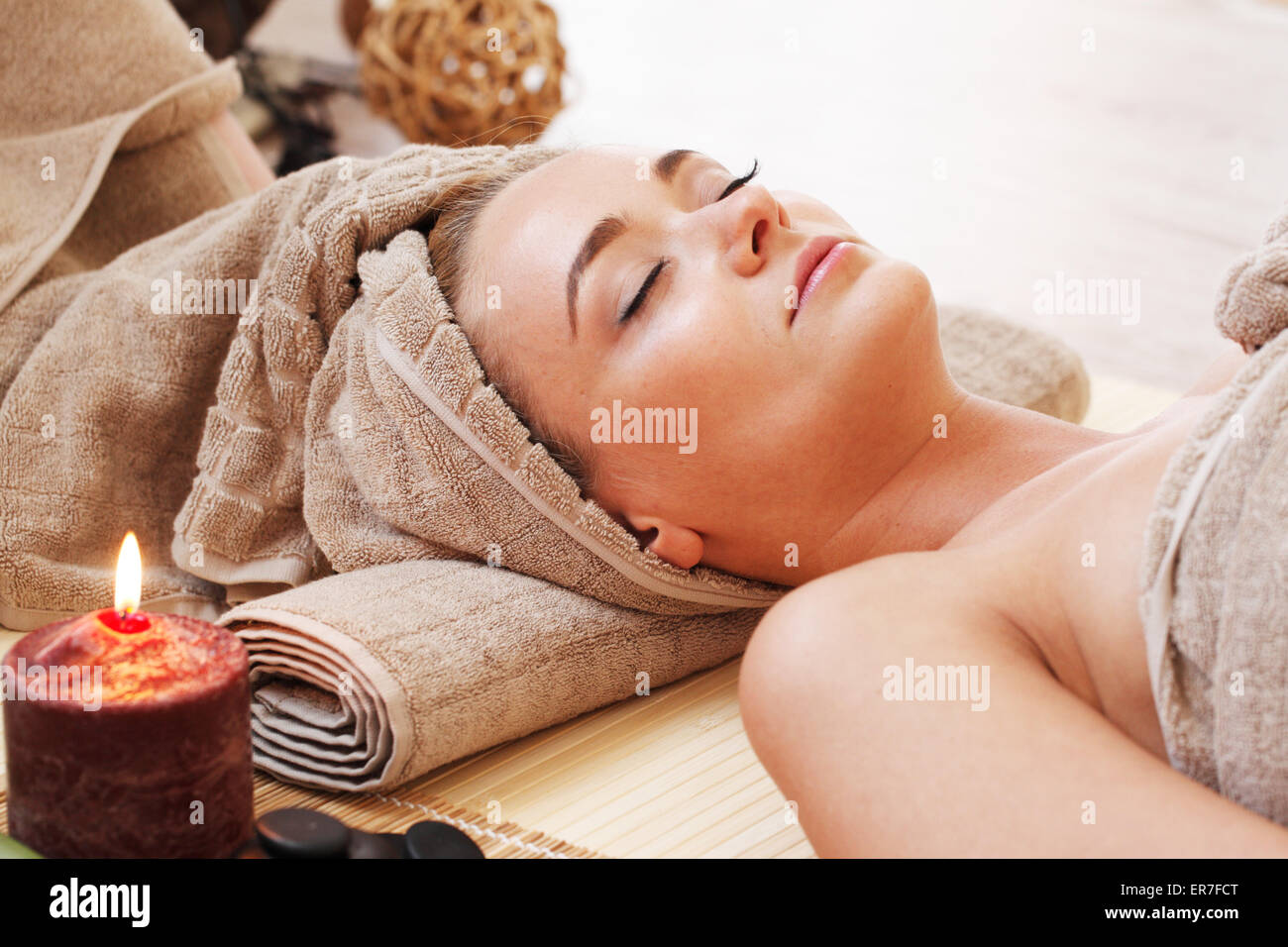 beautiful young woman at spa session Stock Photo - Alamy