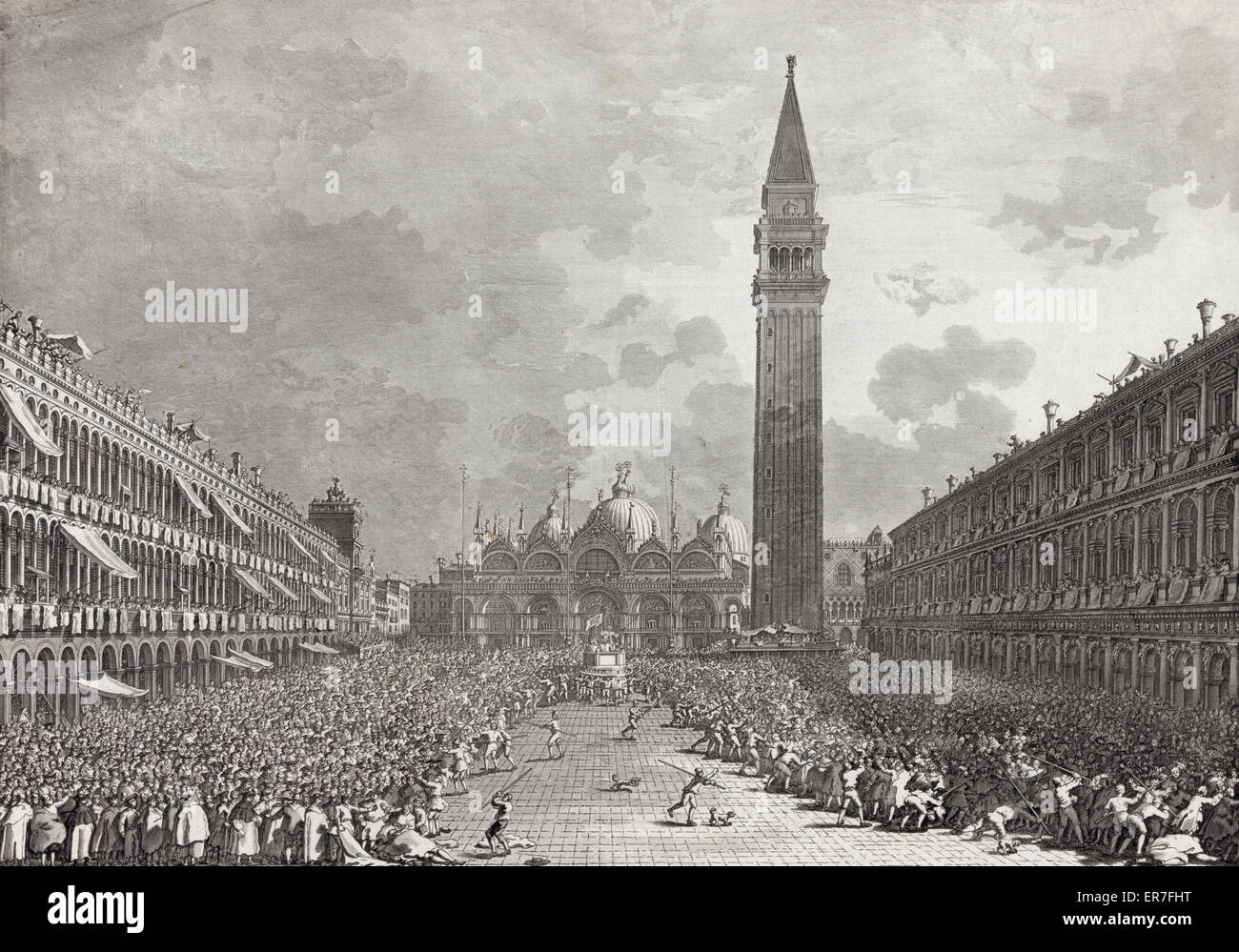 Il doge di Venezia uscendo dalla Basilica di S. Marco, getta Stock ...