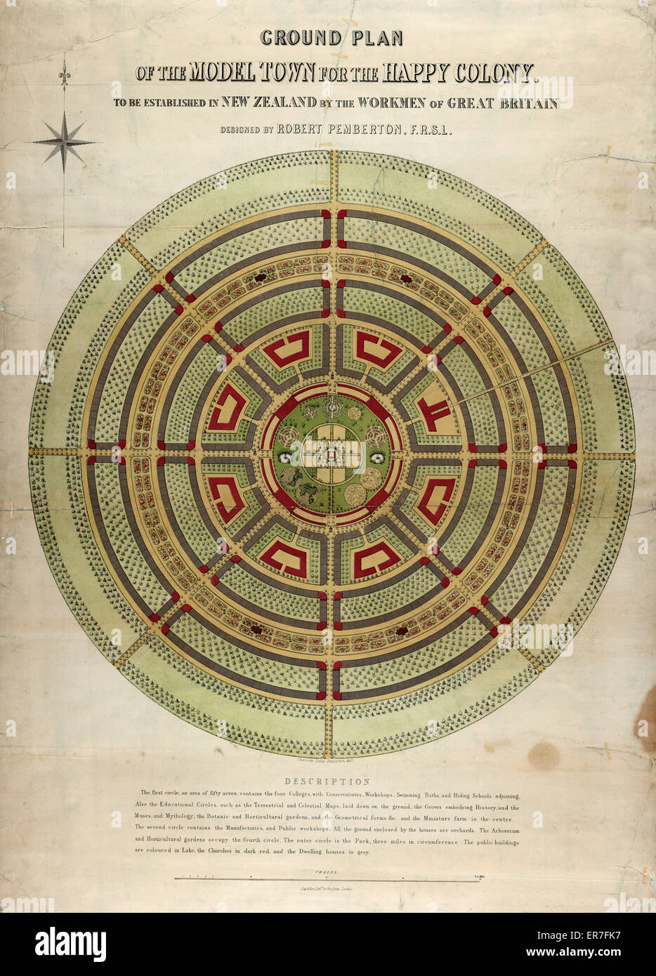 Ground plan of the model town for the happy colony to be est Stock ...