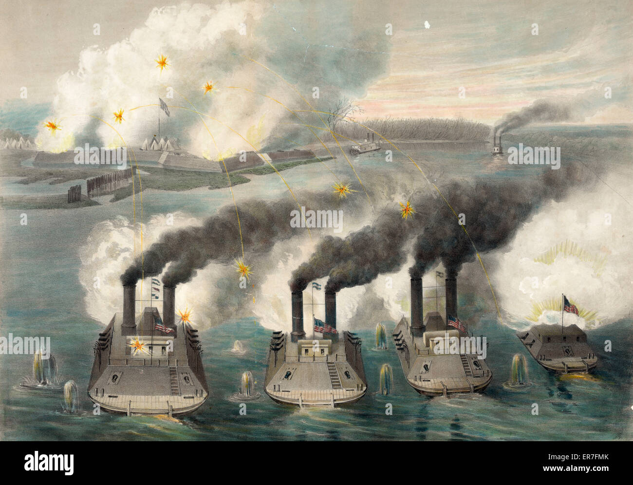 Capture of Fort Henry by U.S. gun boats Stock Photo - Alamy