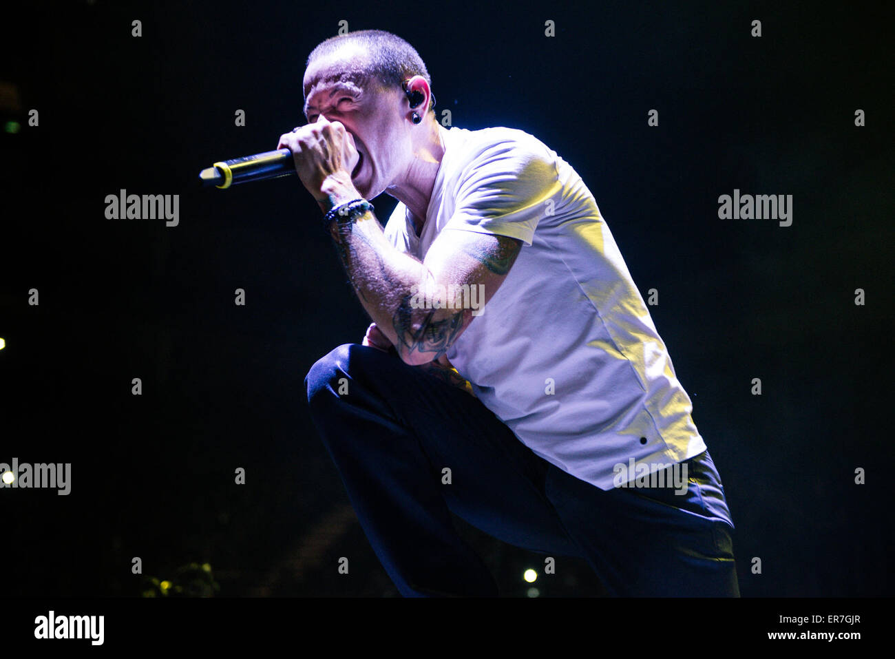 Linkin Park perform live in concert at The O2 Featuring: Chester ...