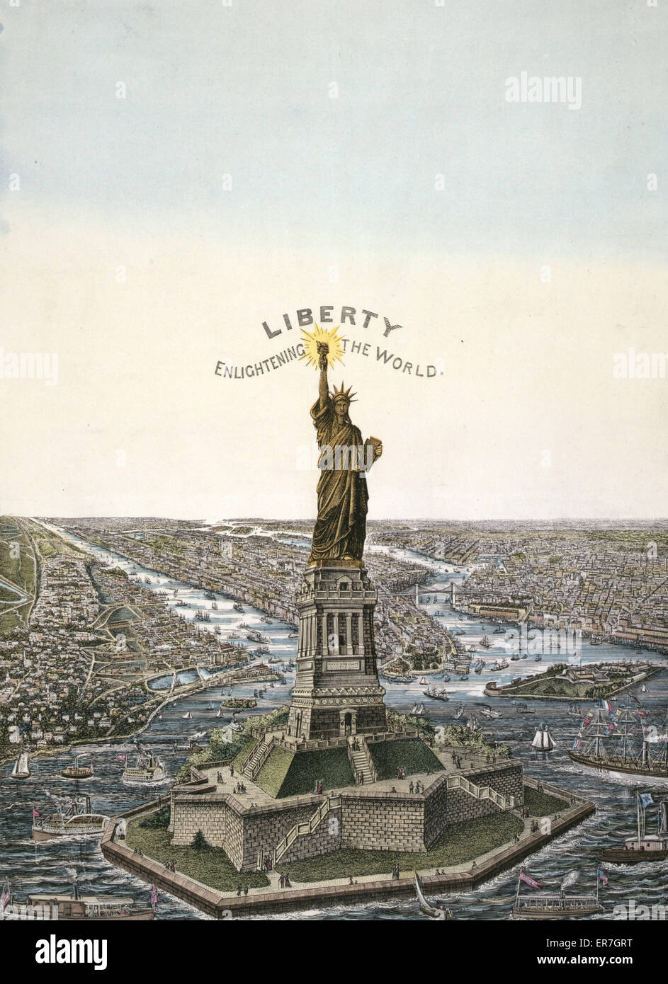 New York. Bartholdi Statue of Liberty, erected on Bedloe's I Stock ...